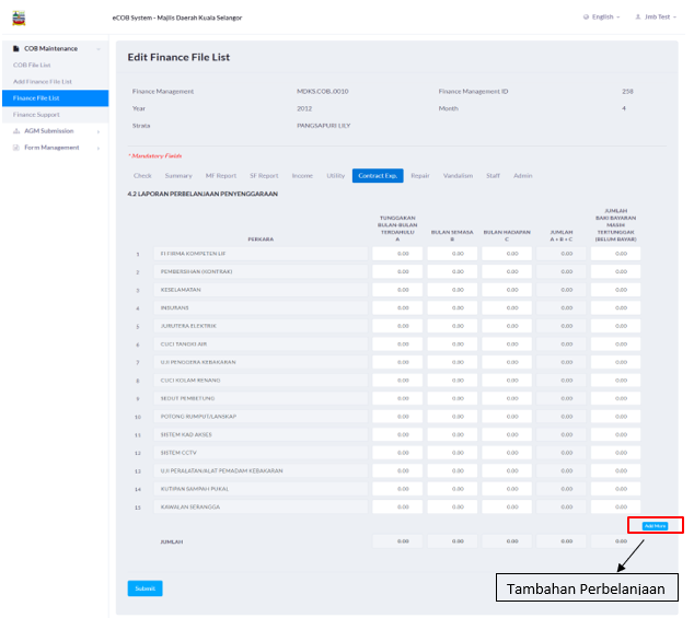 Kemas Kini Fail Laporan Kewangan - Tamat Tempoh Kontrak - Odesi